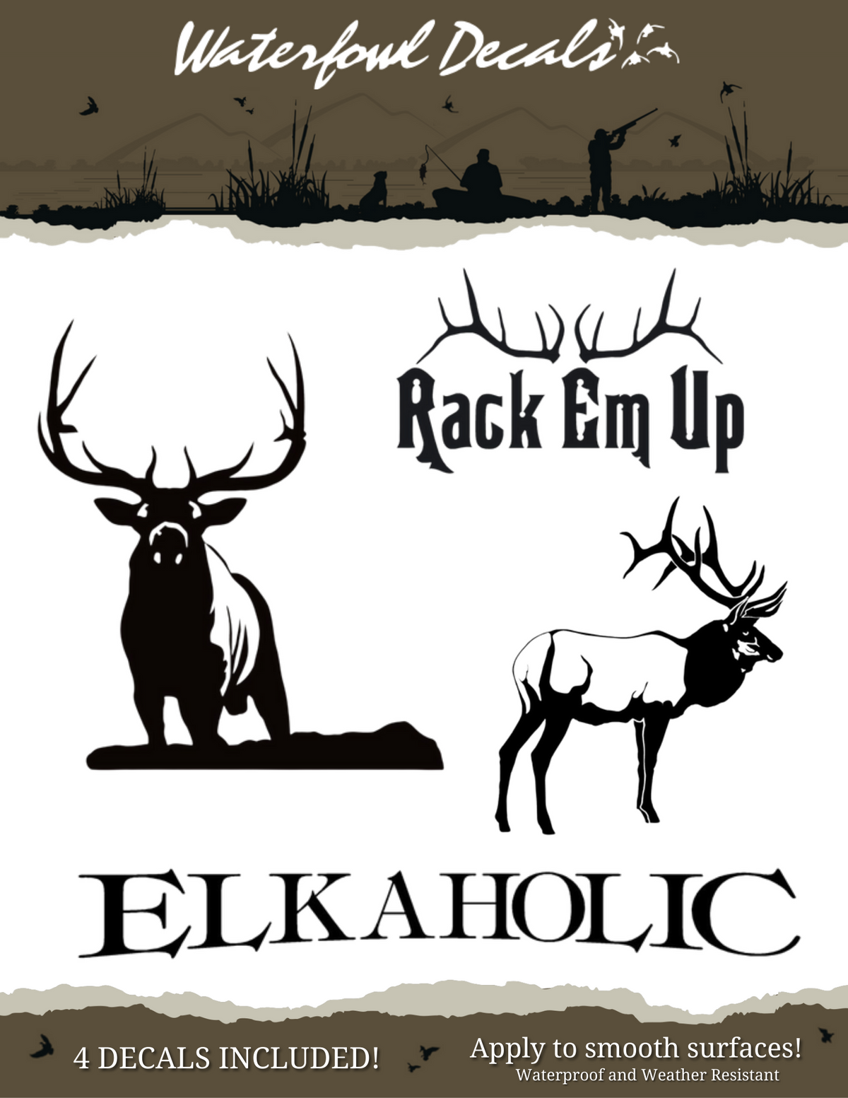 Waterfowl Decals Ultimate 5pc Elk Stickers - Durable & Stylish Design ...